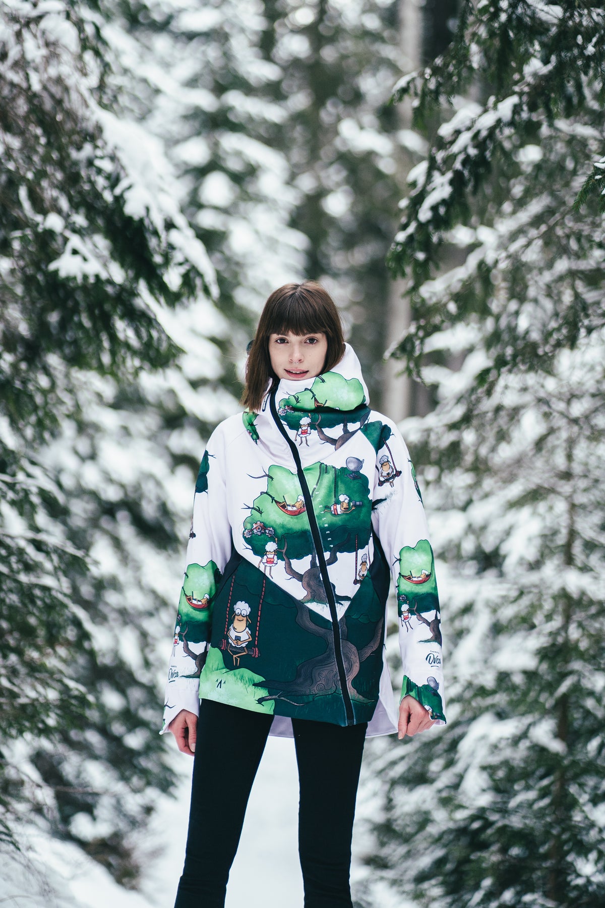W's Tree White Zip Hoodie | Wacky Sheep