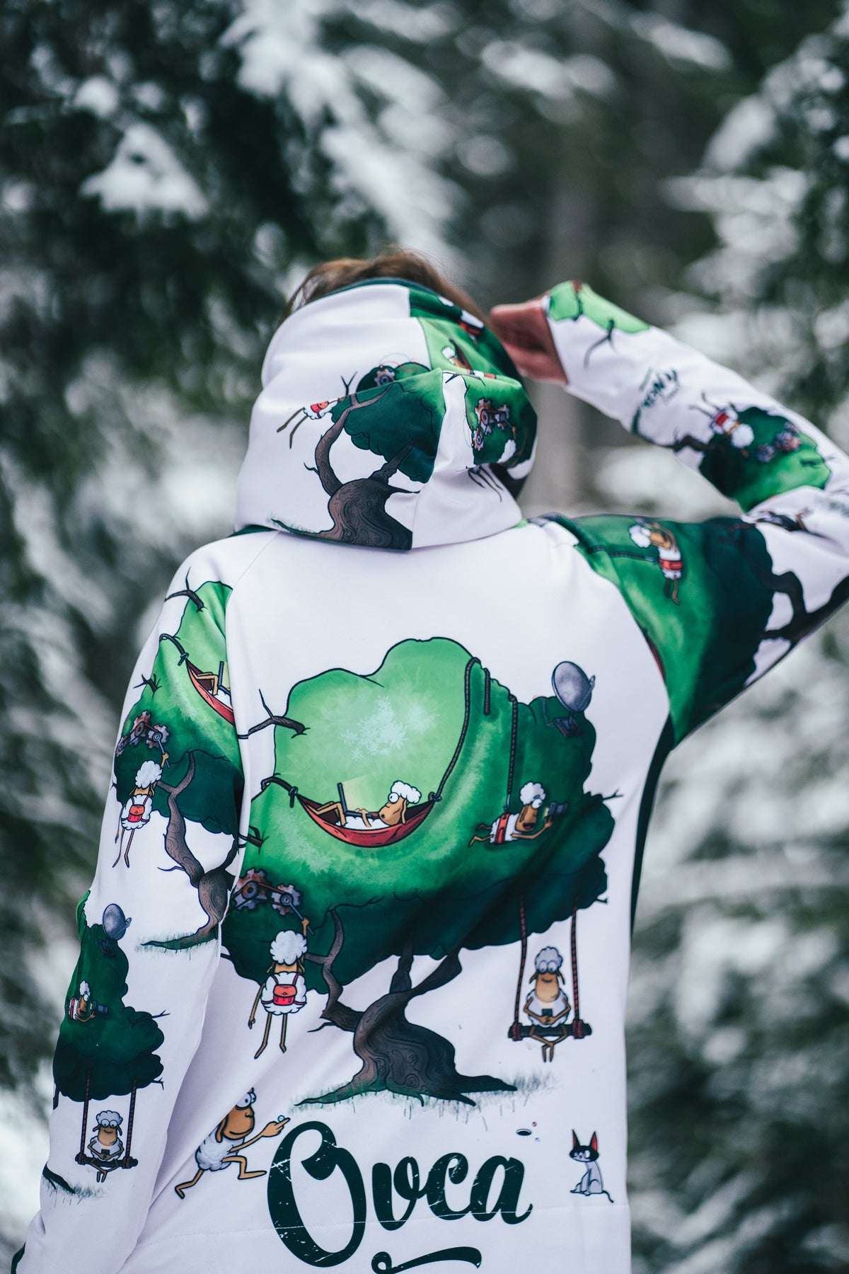 W's Tree White Zip Hoodie | Wacky Sheep