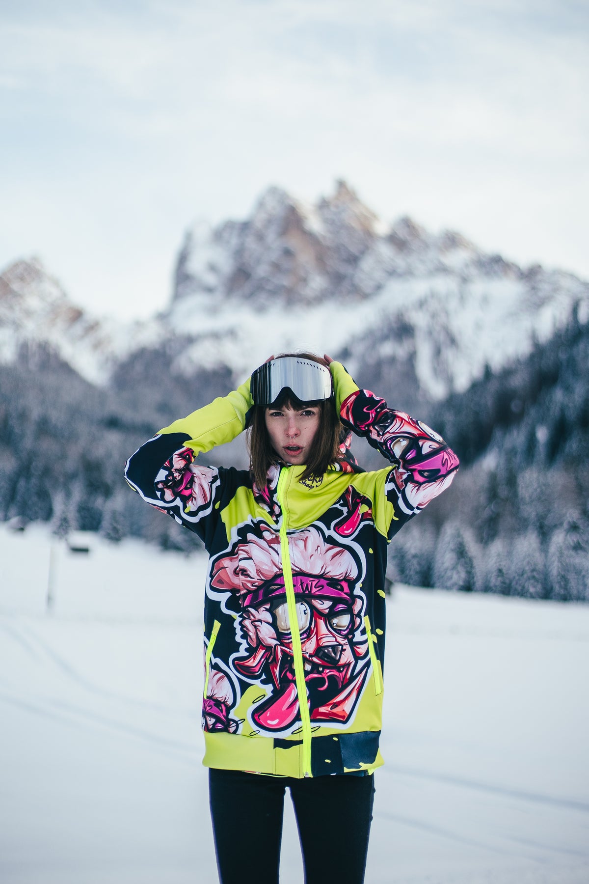W's Neon Black Zip Hoodie | Wacky Sheep
