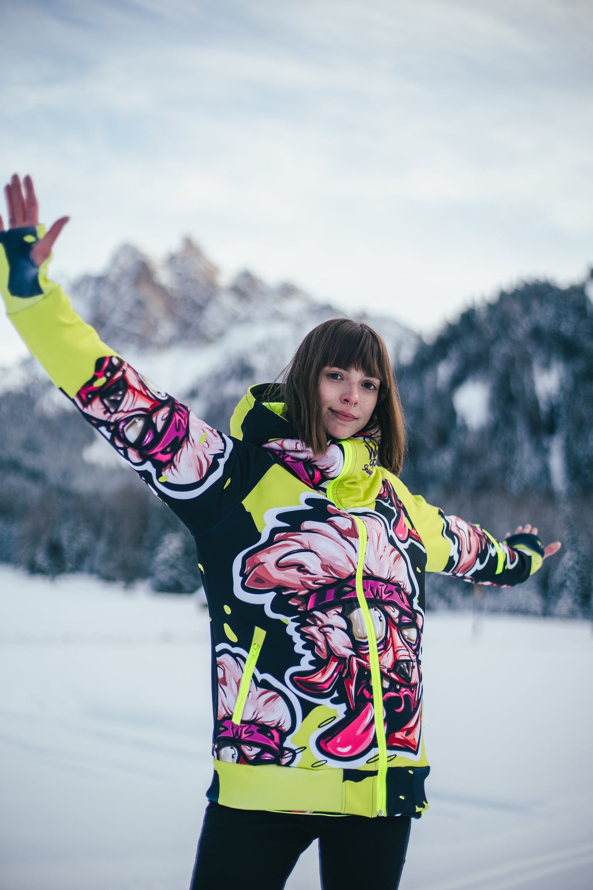 W's Neon Black Zip Hoodie | Wacky Sheep
