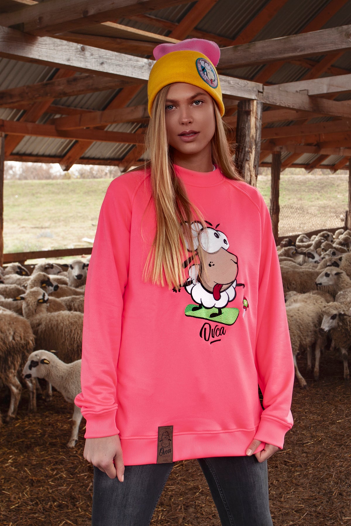W's Ovca Pink Classic Hoodie | Wacky Sheep