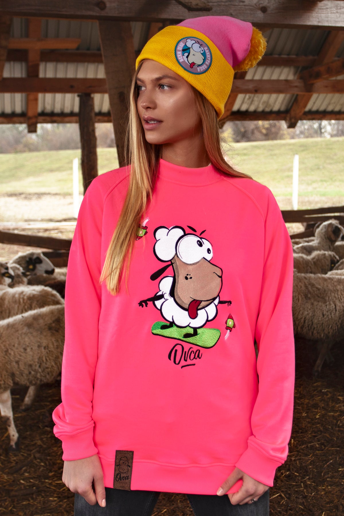 W's Ovca Pink Classic Hoodie | Wacky Sheep