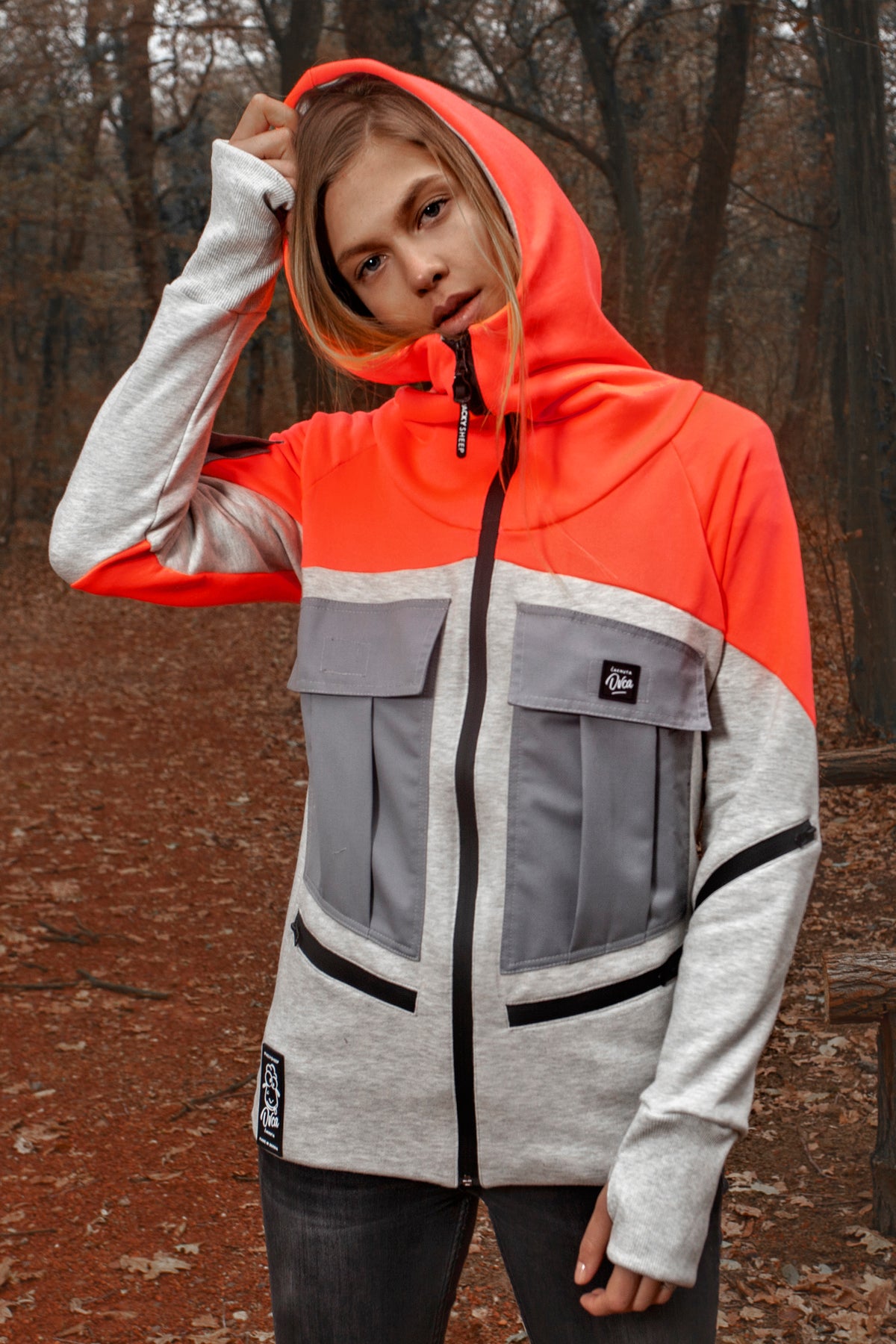 W's Classic Pocket Gray Zip Hoodie | Wacky Sheep